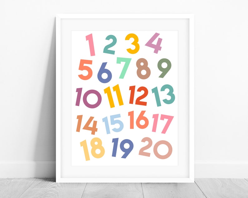 Rainbow Alphabet Printable Wall Art Numbers Wall Art Set of | Etsy