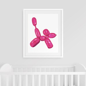Pink Balloon Animal Wall Art Print, Dog Balloon Animals PRINTABLE, Fun ...
