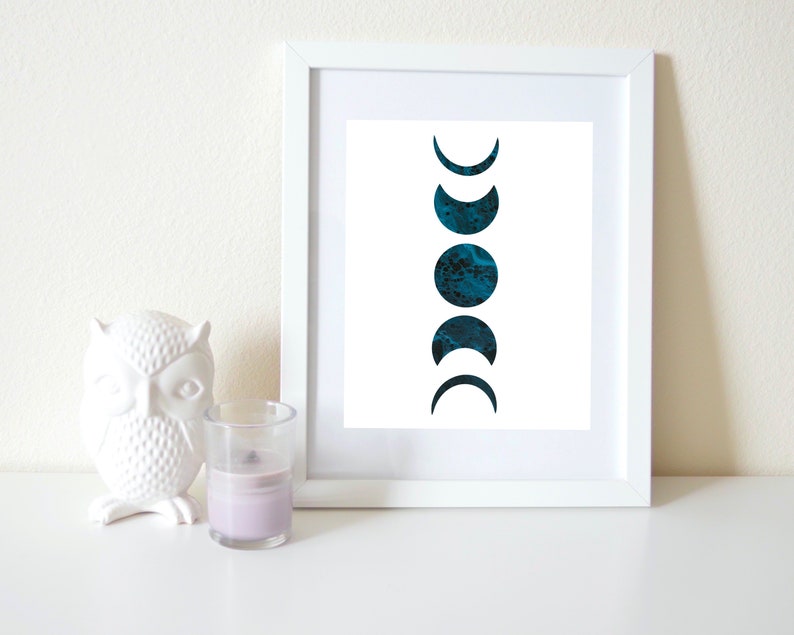 Teal Moon Phases Print Moon PRINTABLE Wall Art Moon Print - Etsy