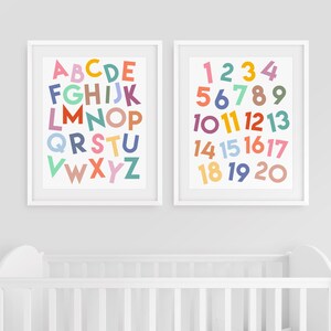 Rainbow Alphabet Printable Wall Art Numbers Wall Art Set of - Etsy