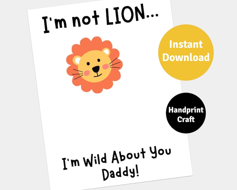 Lion Father's Day Handprint Kid Craft Baby Handprint Art | Etsy