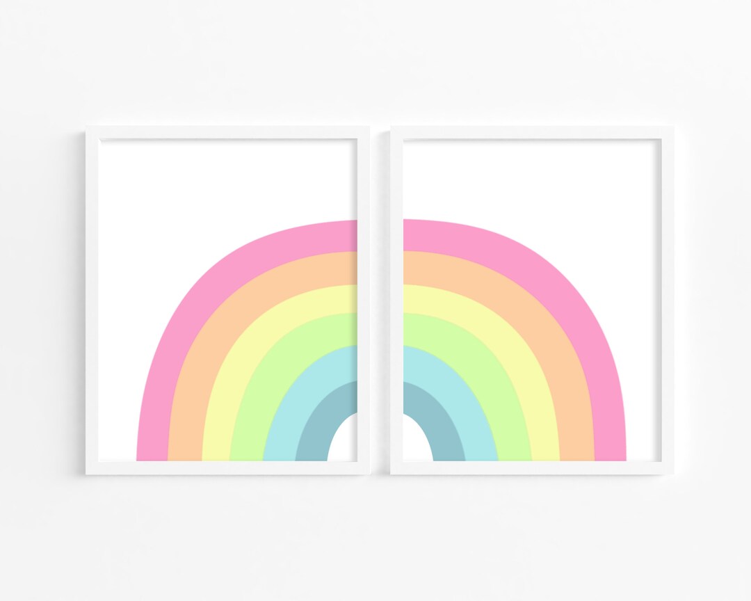 Pastel Rainbow Wall Art Set of 2 Prints, Rainbow Nursery Decor ...
