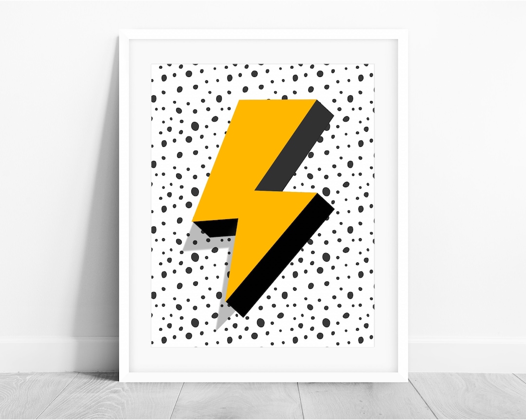Lightning Blot Art Print, Lightning PRINTABLE Wall Art, Lightning Print ...
