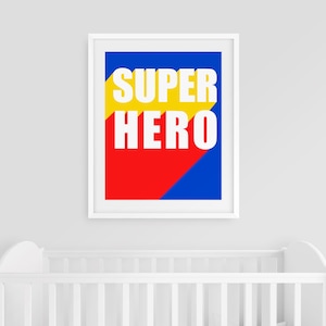 Superhero Print, Kids PRINTABLE Wall Art, Boys Room Decor, Colorful ...