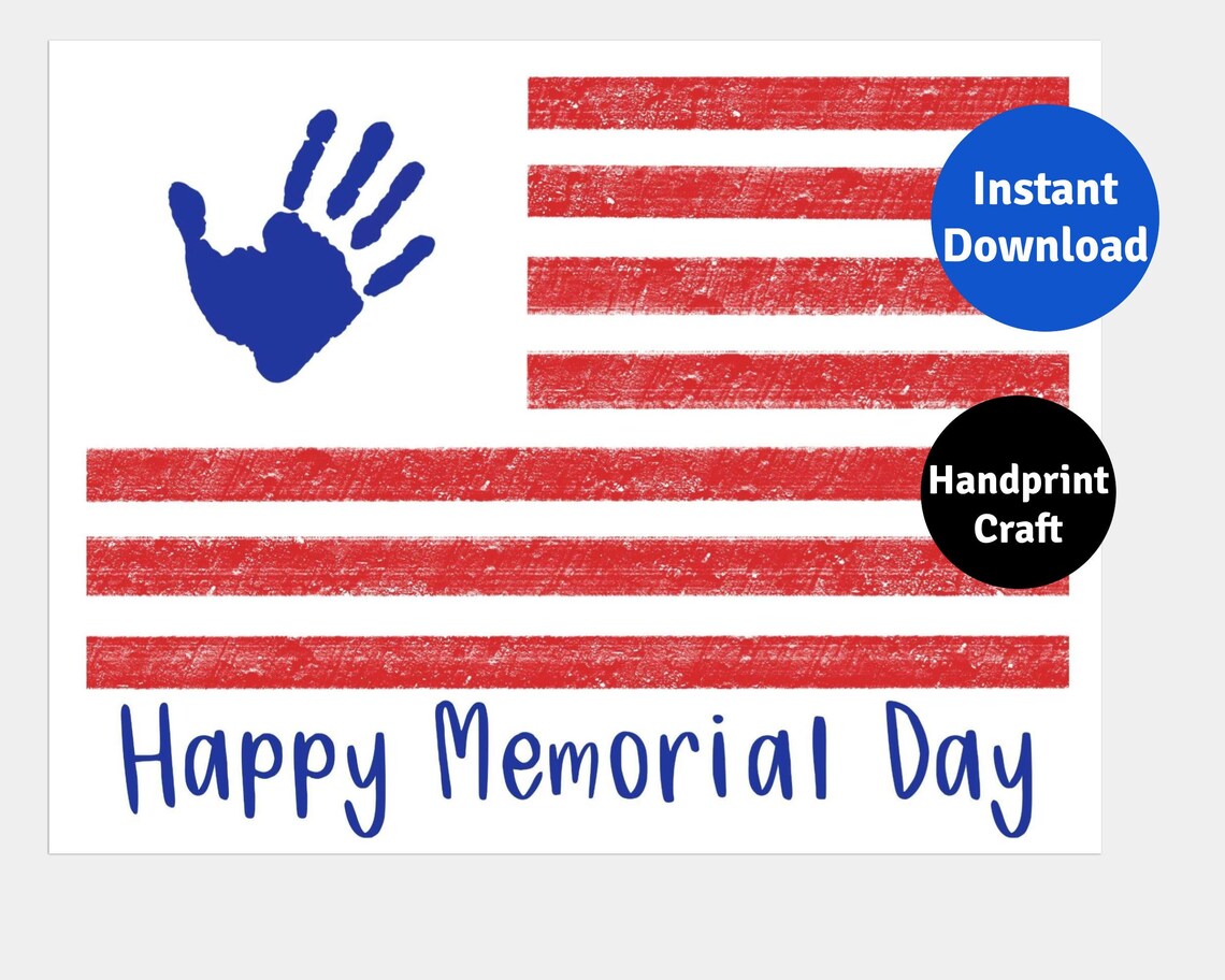 Memorial Day Handprint Kid Craft May Baby Handprint Art DIY - Etsy
