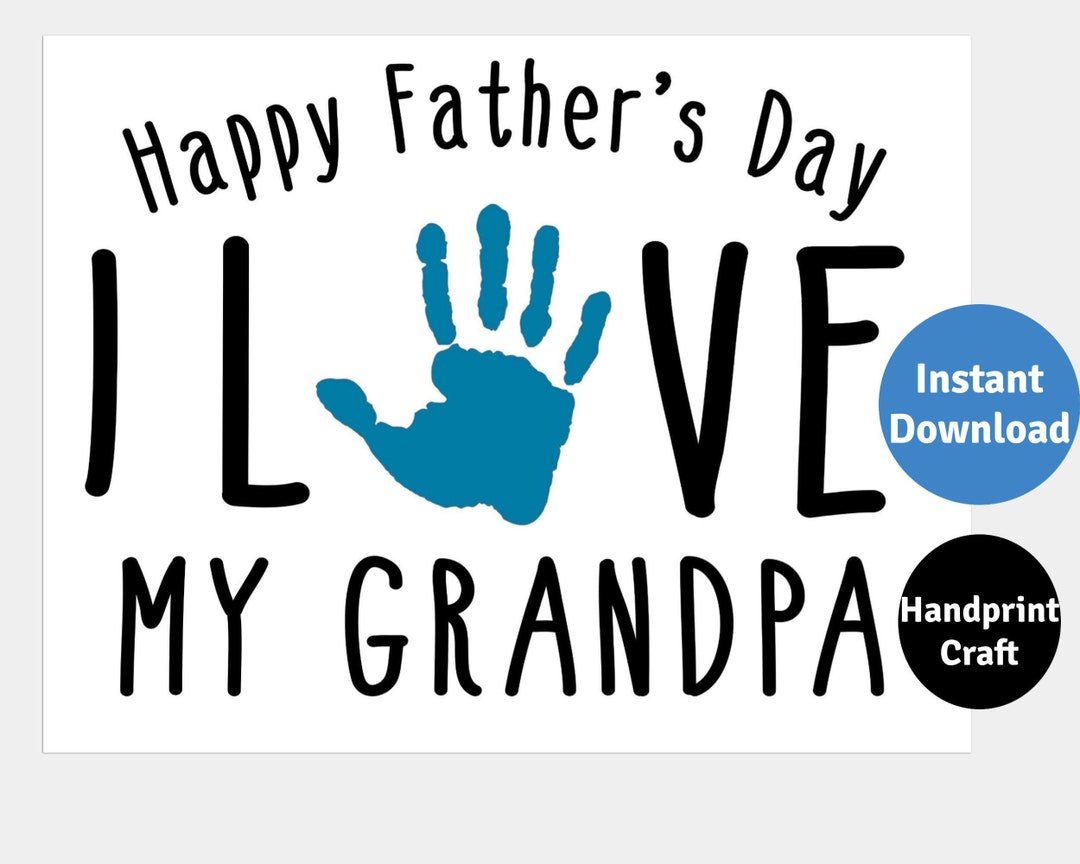 Grandpa Father's Day Handprint Kid Craft, Baby Handprint Art, First ...
