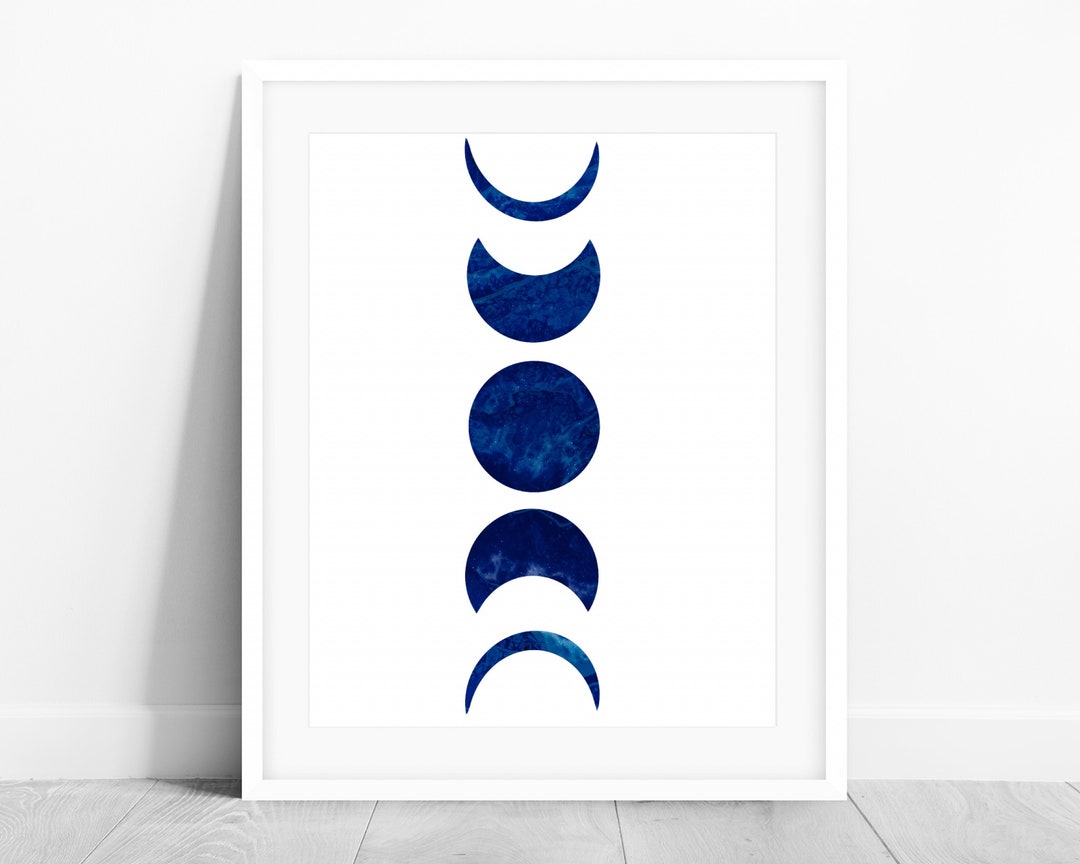 Blue Moon Phases Print Moon PRINTABLE Wall Art Modern - Etsy