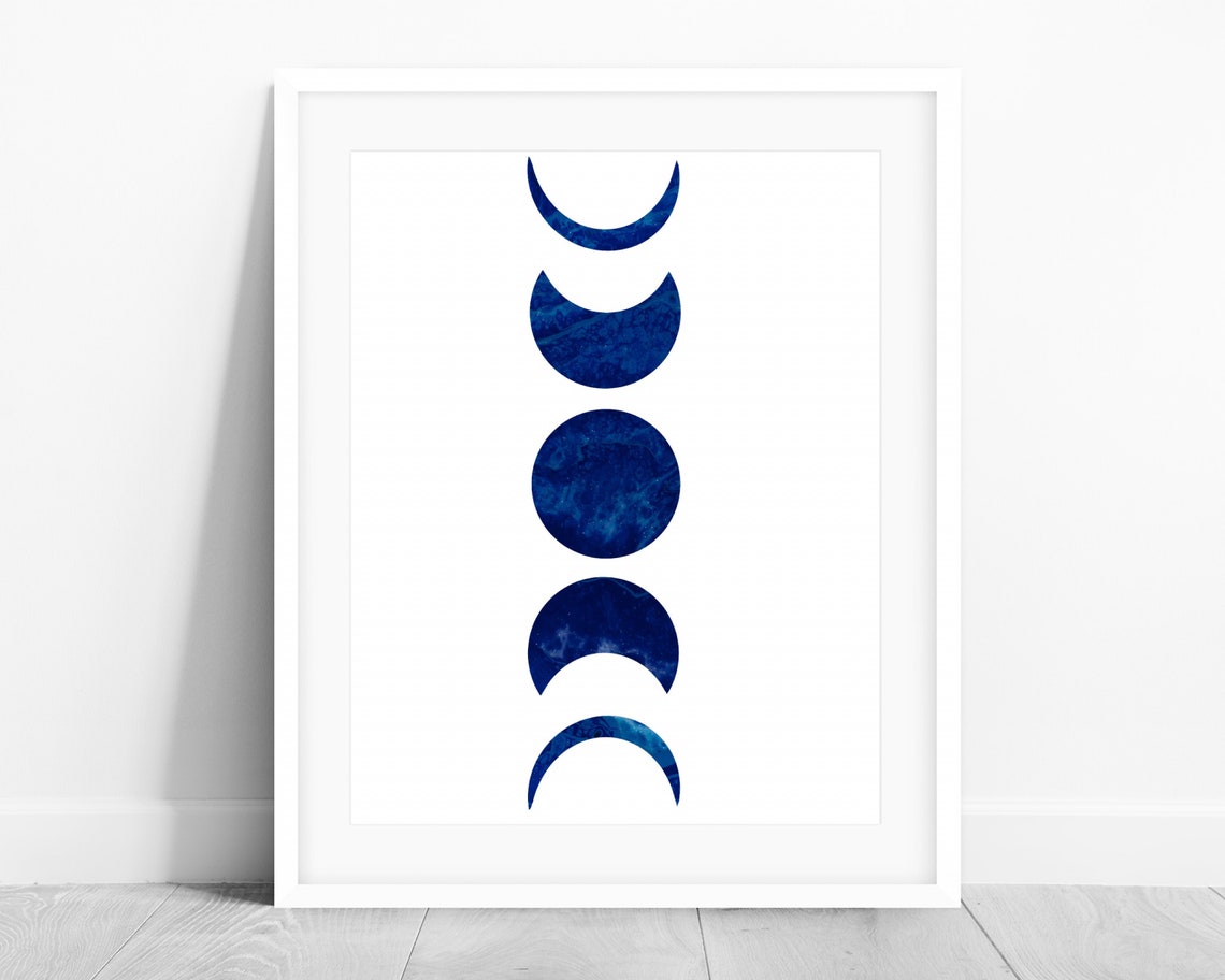 Blue Moon Phases Print Moon PRINTABLE Wall Art Modern | Etsy