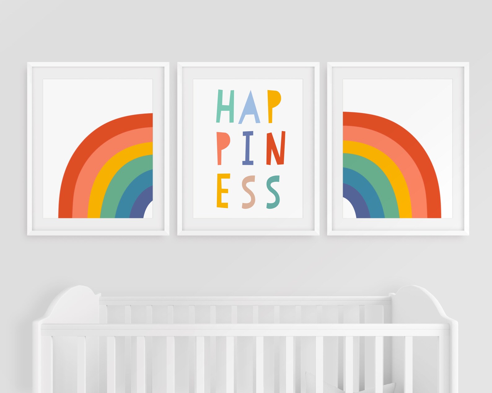 Rainbow Happiness Set of 3 Prints Rainbow Nursery Decor - Etsy
