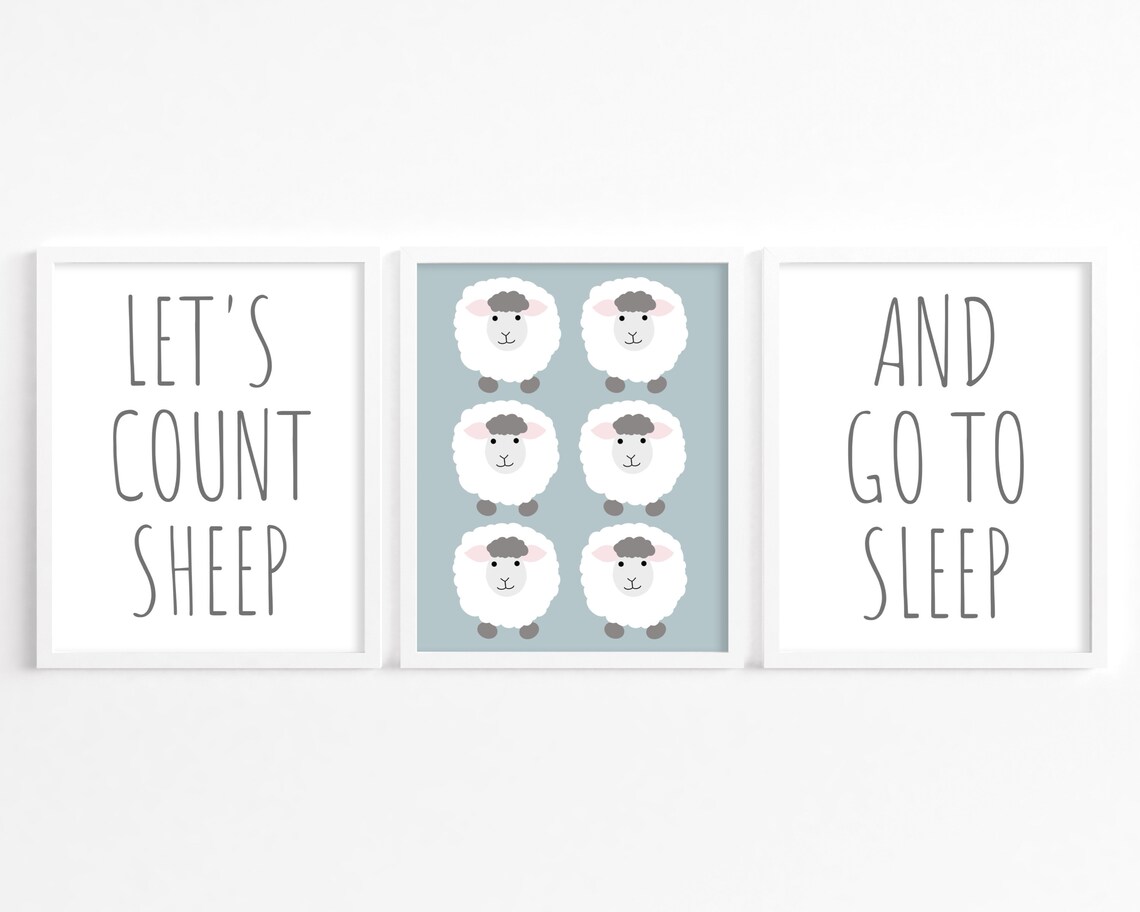Nursery Counting Sheep PRINTABLE Wall Art Set of 3 Prints - Etsy