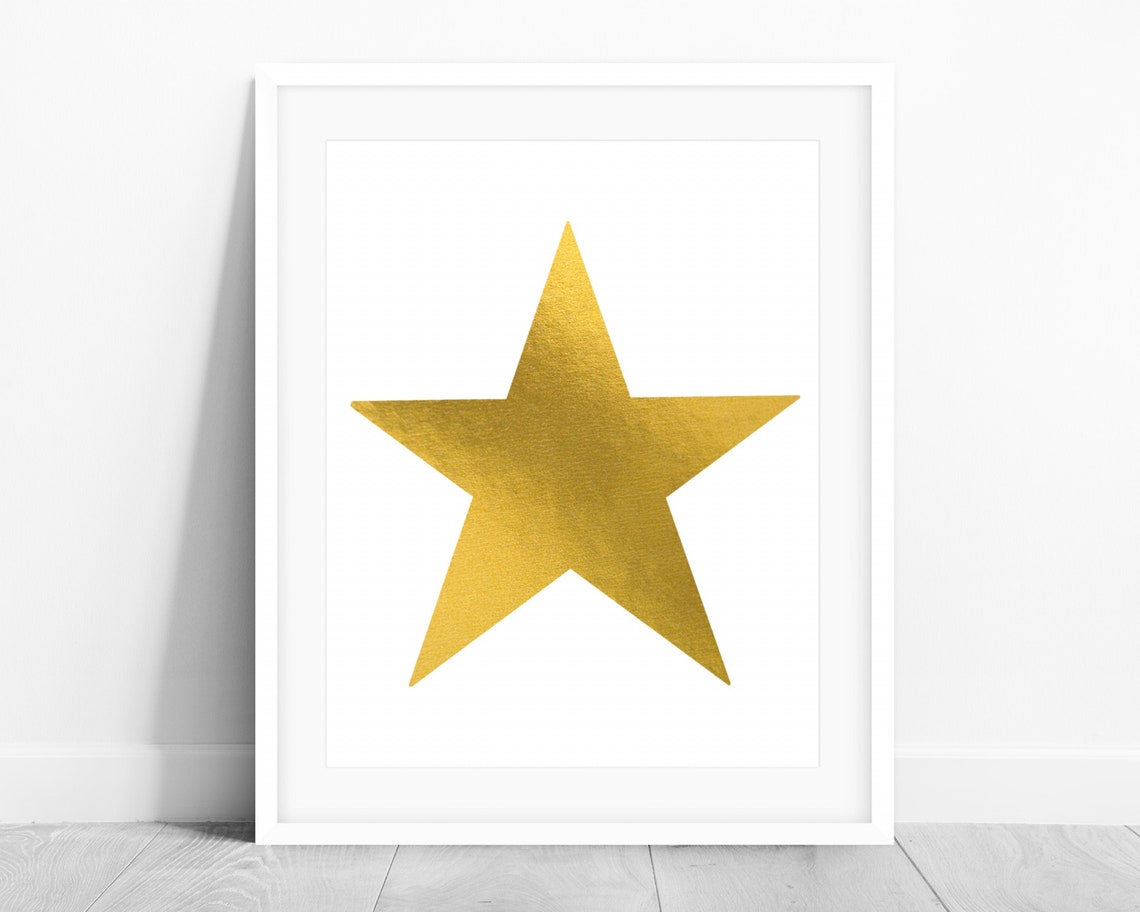 Gold Star Print Gold Foil Star PRINTABLE Wall Art Neutral - Etsy