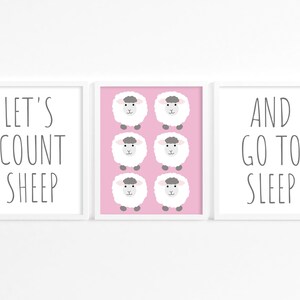 Girls Nursery Counting Sheep PRINTABLE Wall Art Set of 3 Prints, Lets ...
