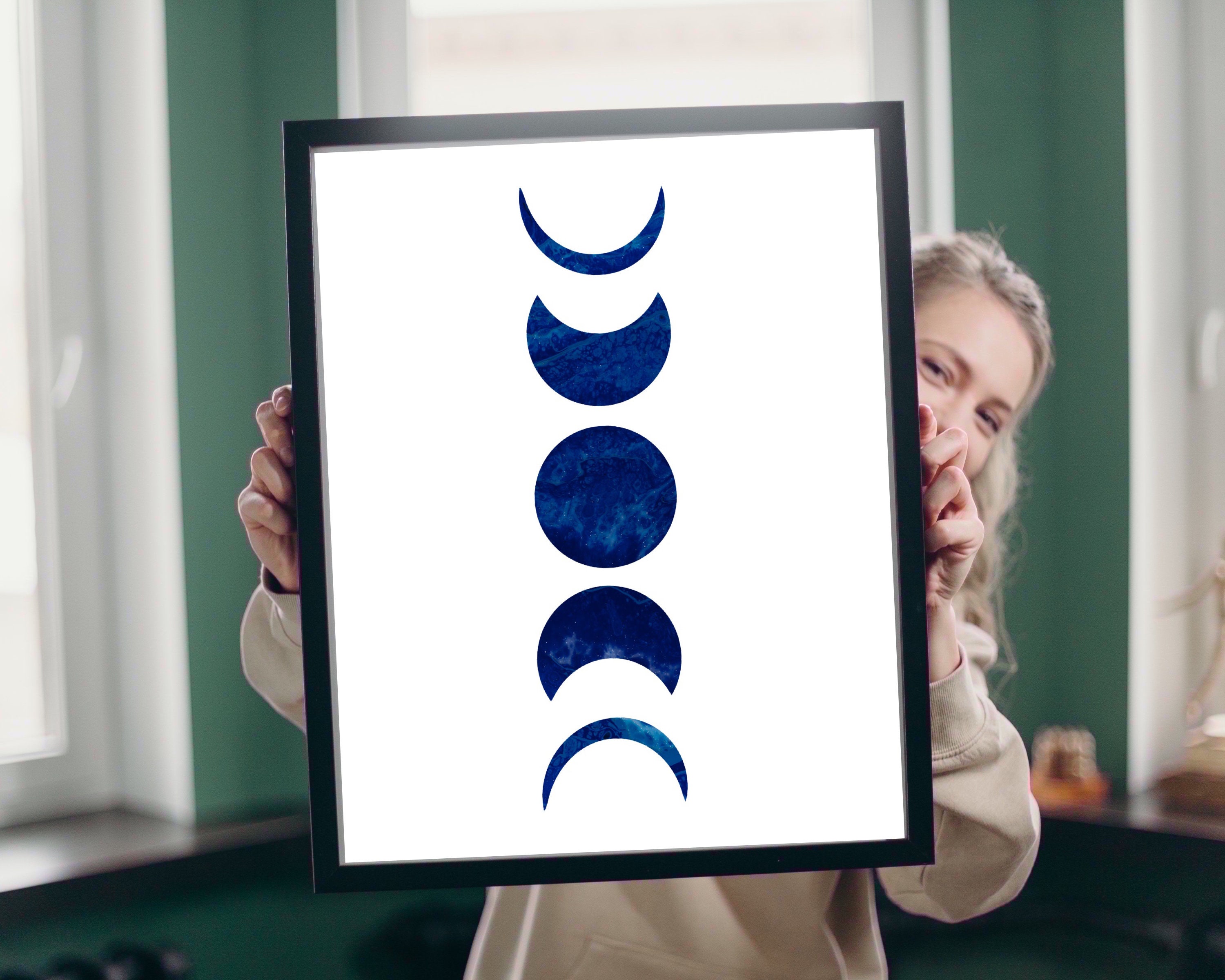Blue Moon Phases Print Moon PRINTABLE Wall Art Modern - Etsy