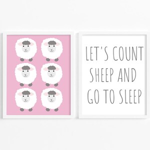 Girls Nursery Counting Sheep PRINTABLE Wall Art Set of 2 - Etsy