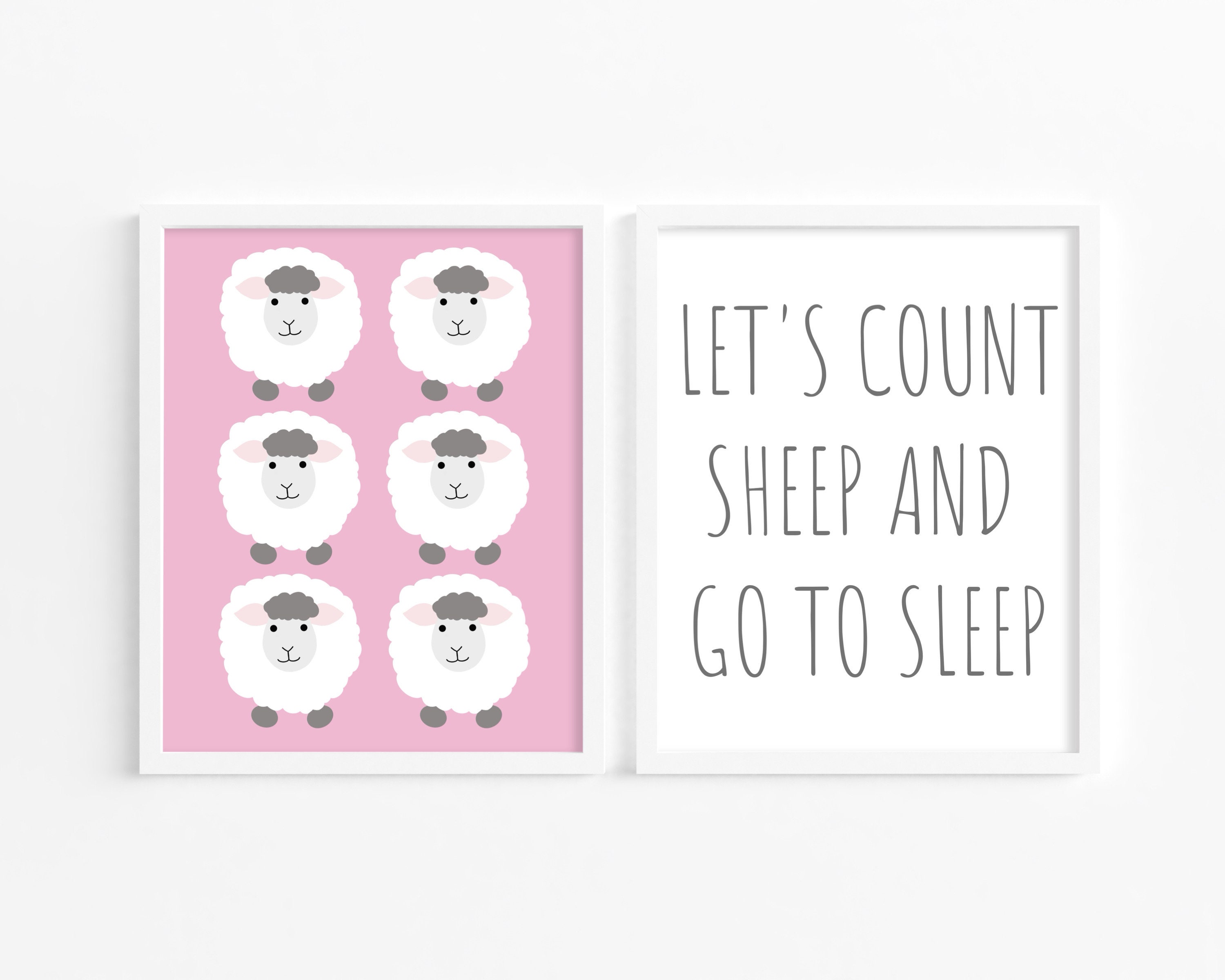 Girls Nursery Counting Sheep PRINTABLE Wall Art Set of 2 | Etsy