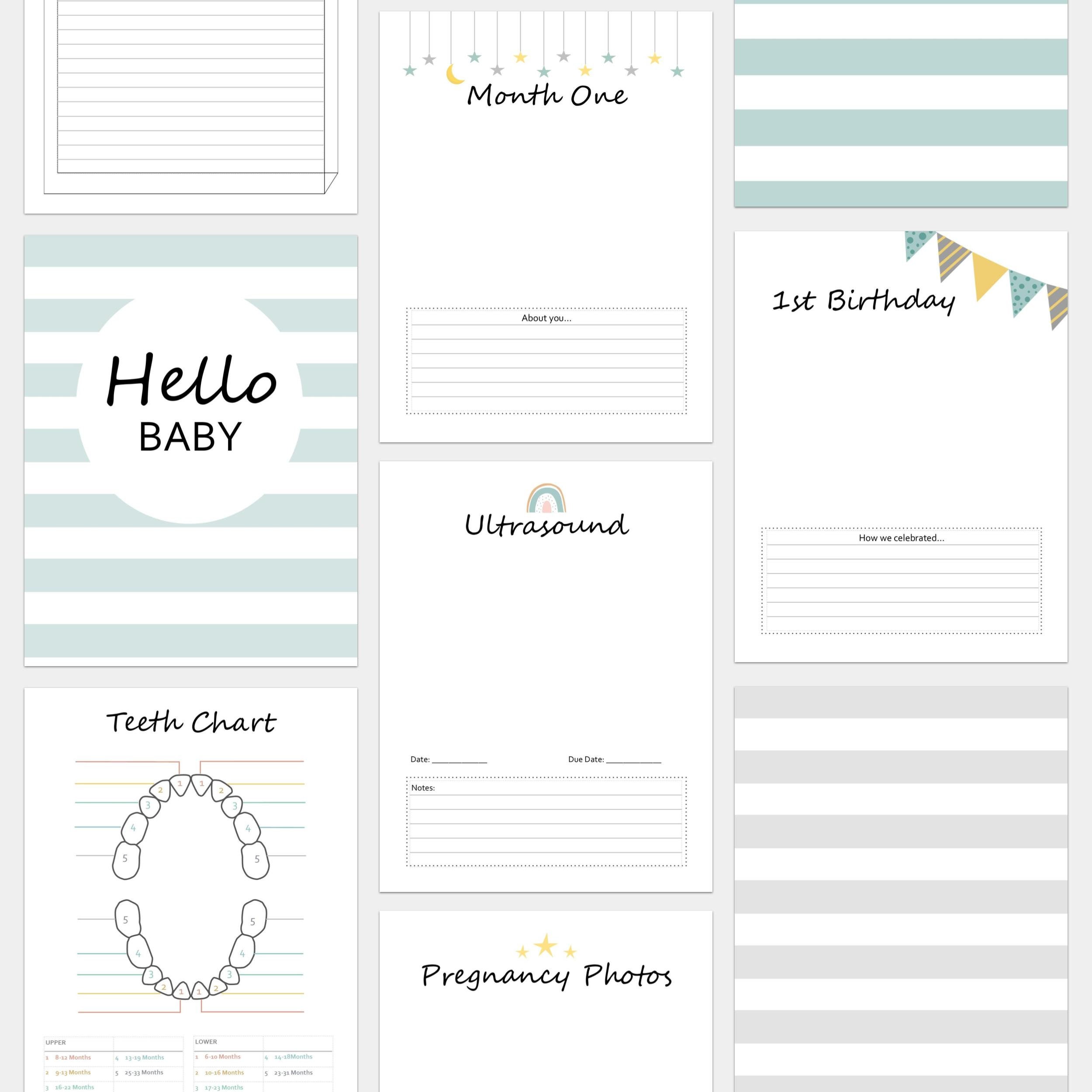PRINTABLE Baby Journal Baby Memory Book Baby Book Pages | Etsy