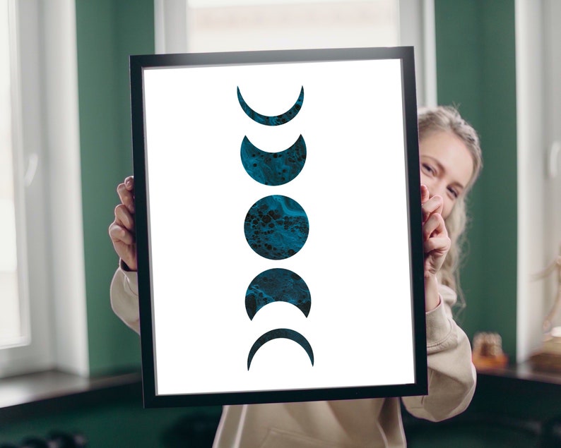 Teal Moon Phases Print Moon PRINTABLE Wall Art Moon Print - Etsy
