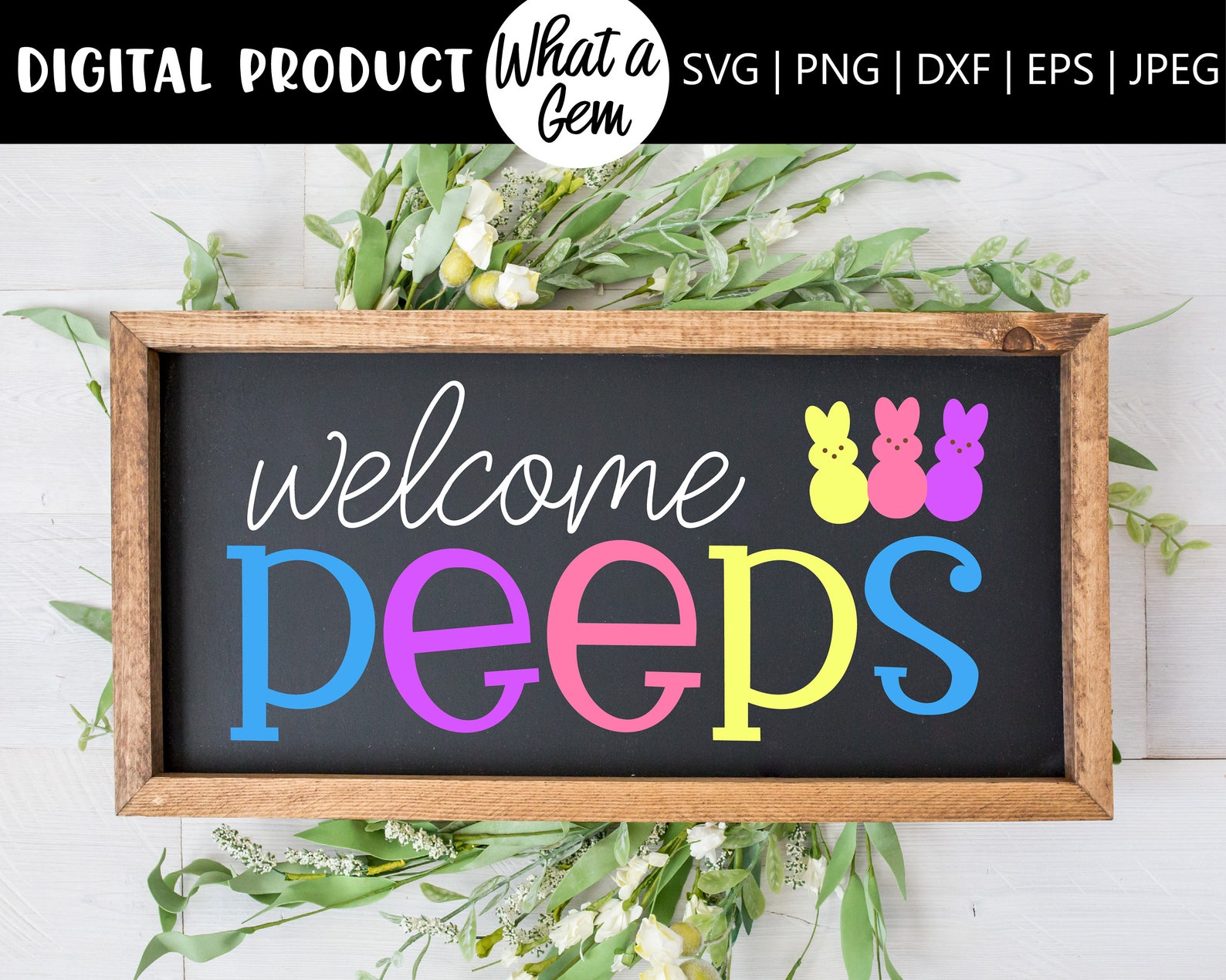 Welcome Peeps Sign SVG Printable Wall Art Easter SVG | Etsy