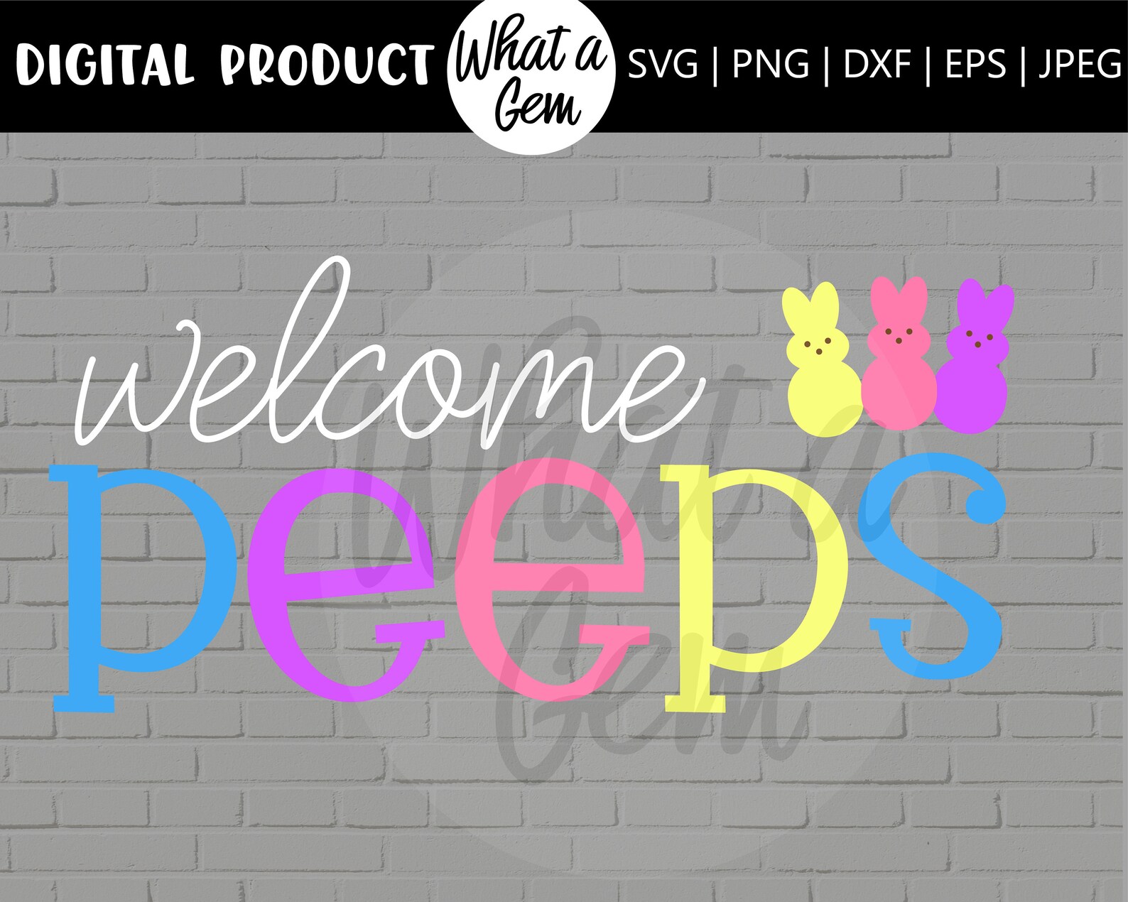 Welcome Peeps Sign SVG Printable Wall Art Easter SVG | Etsy