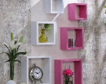 Wooden Square Walls Mounted Shelf Rack Decorative Wall Shelves for ...