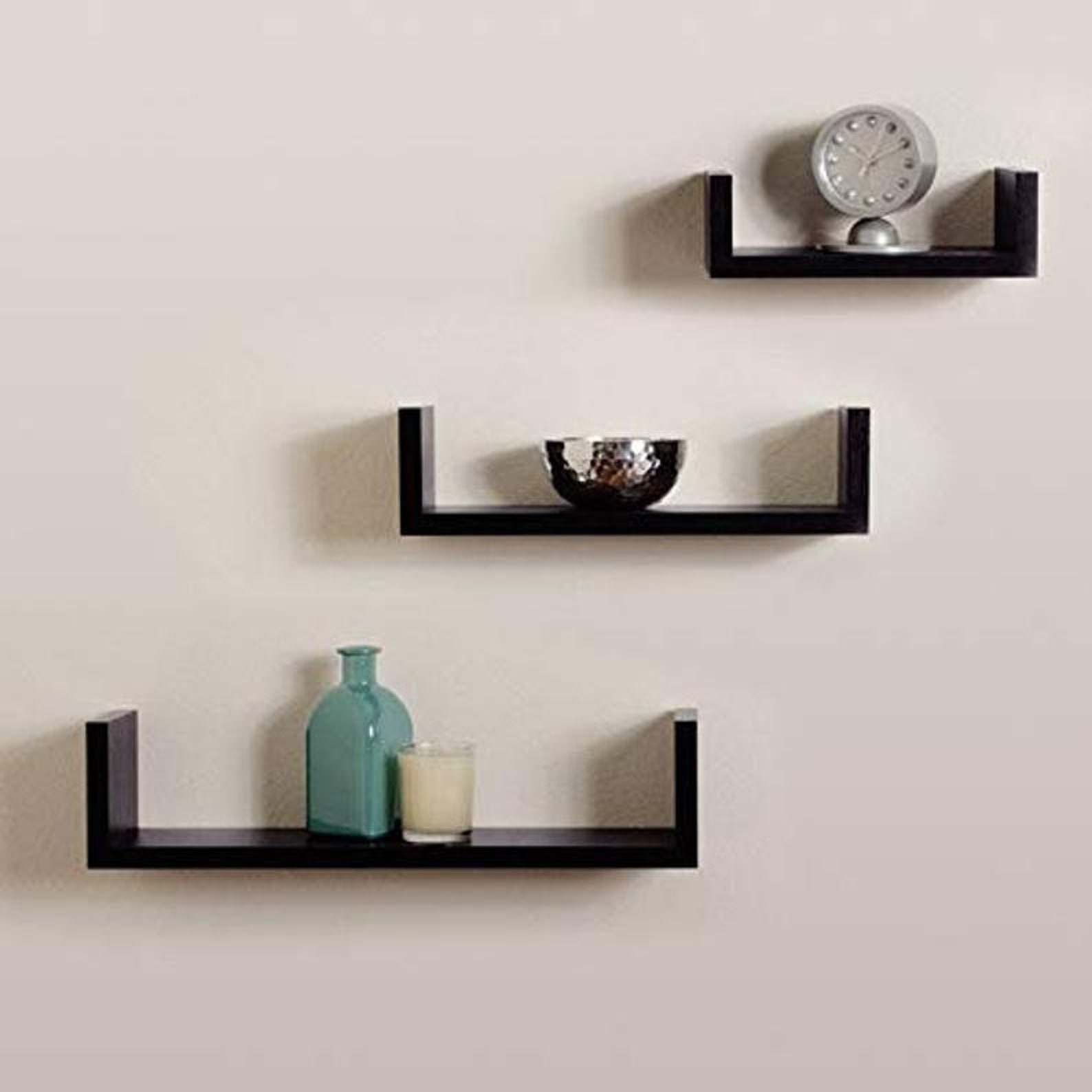 Handicrafts Wooden Wall Rack Shelves Black Set of 3 Shelves - Etsy