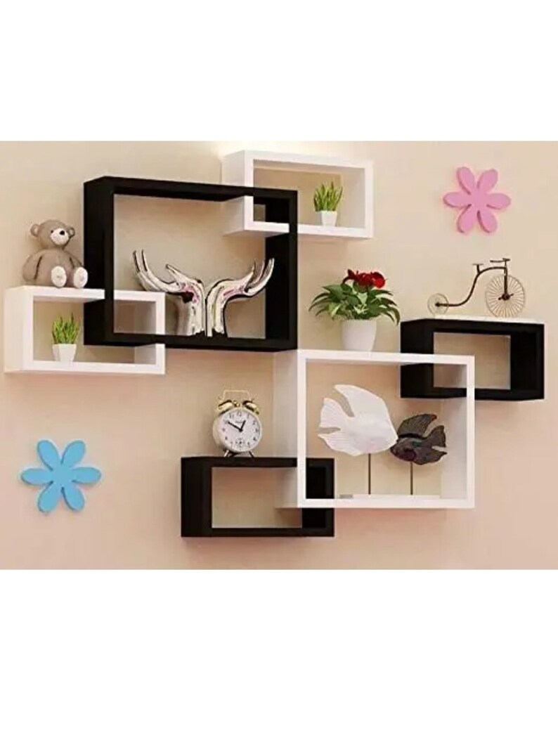 Modern Intersecting Wall Shelf/ Home Wall Decor Set of 6 | Etsy