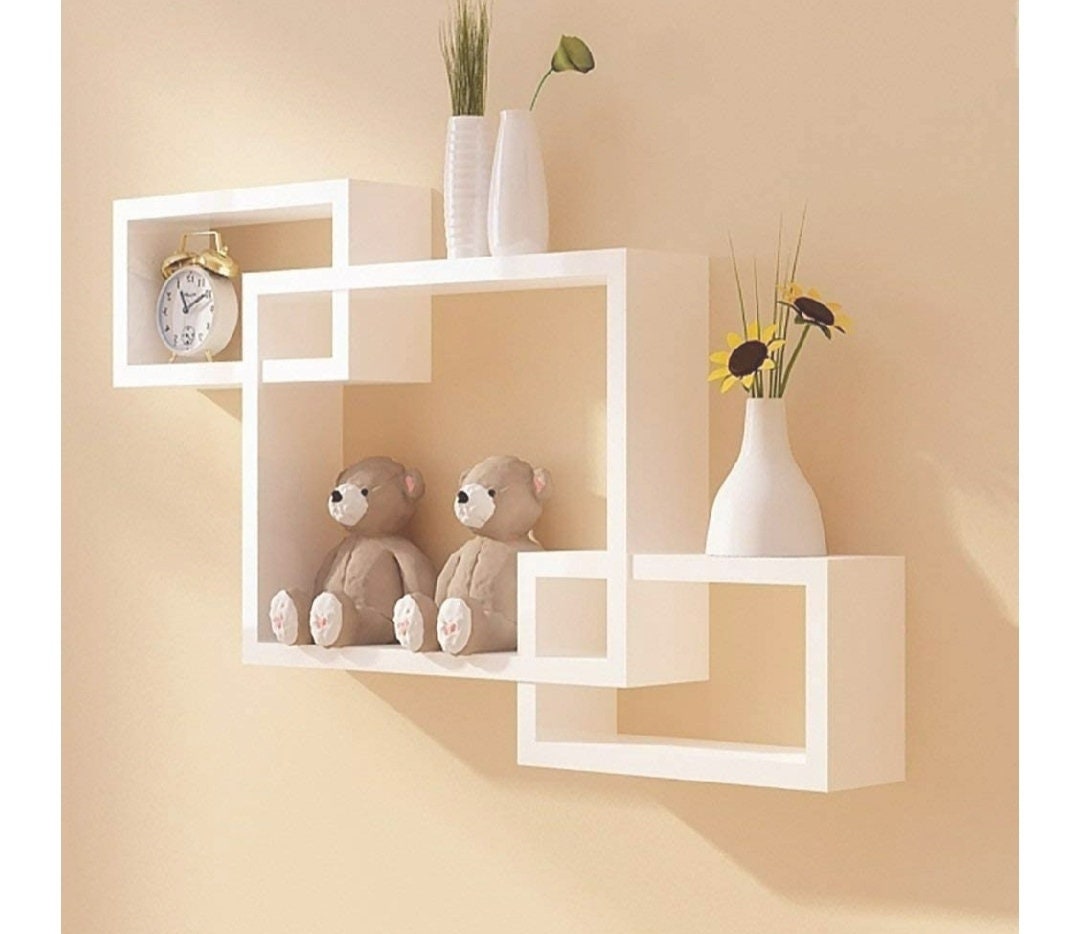 Wooden Wall Shelf set of 3 Intersecting Wall Shelves/book - Etsy