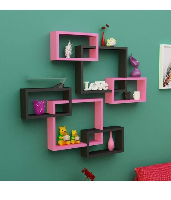 Modern Intersecting Wall Shelf/ Home Wall Decor Set of 6 pink - Etsy