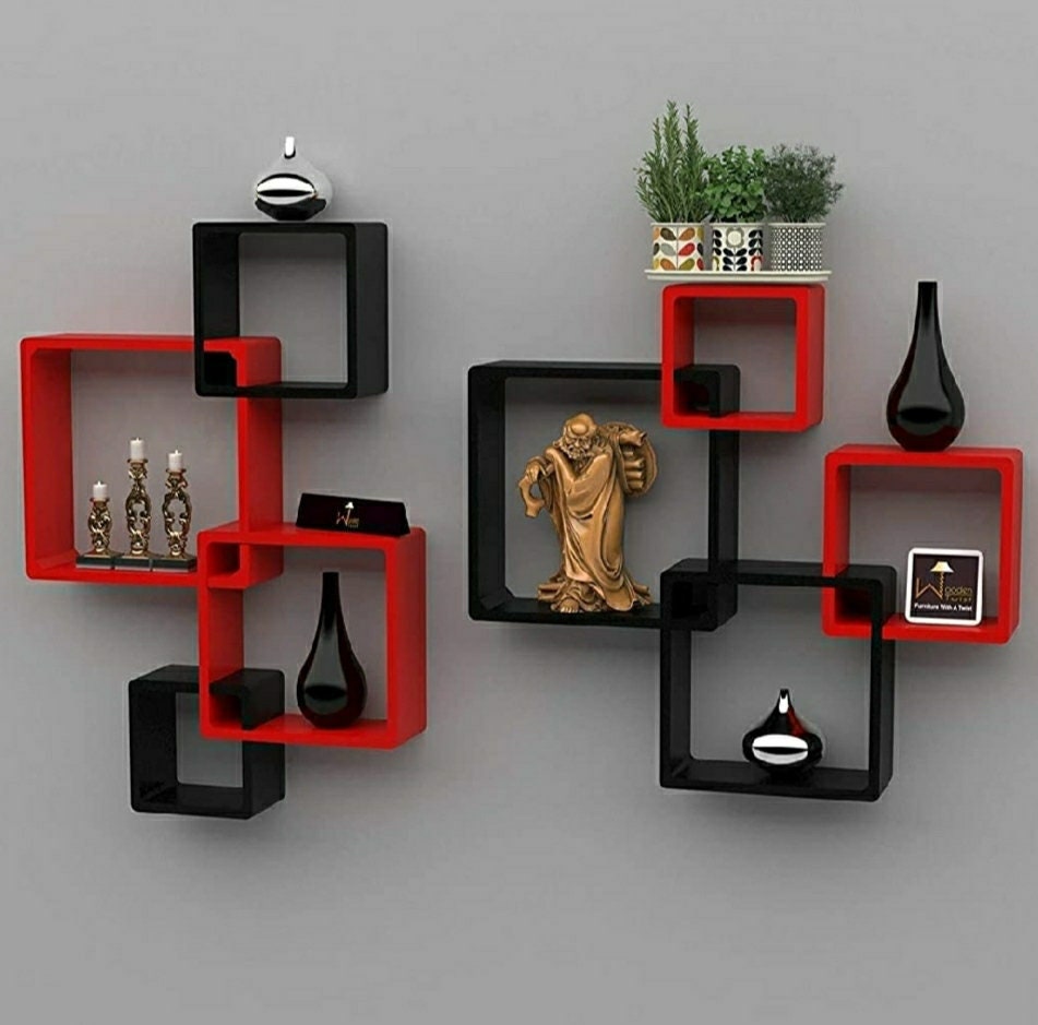 Modern Intersecting Wall Shelf/ Home Wall Decor Set of 8 Red - Etsy