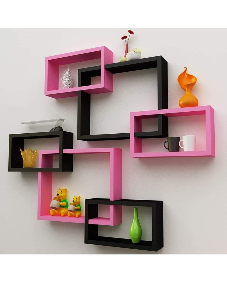 Modern Intersecting Wall Shelf/ Home Wall Decor Set of 6 pink - Etsy