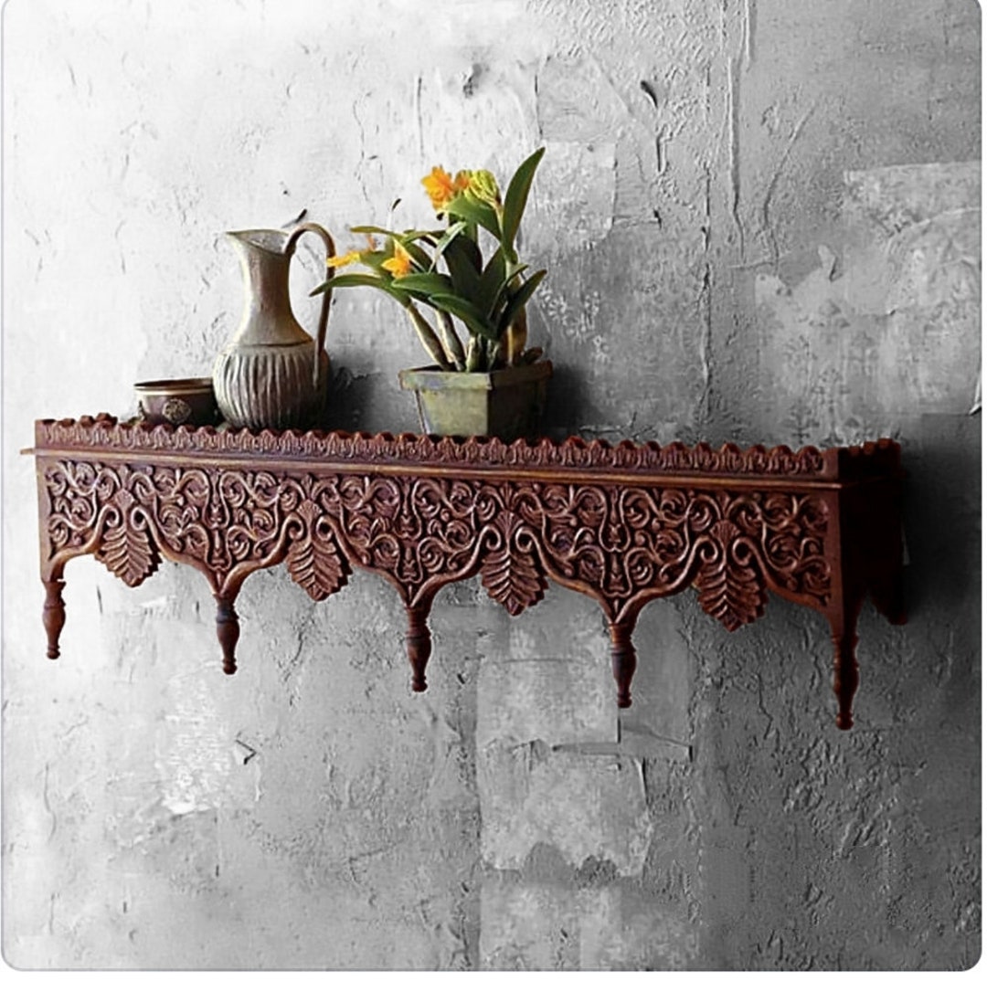 Handmade Wood Carving Wall Shelf/handmade Wall Bracket Wood/unique Hand ...