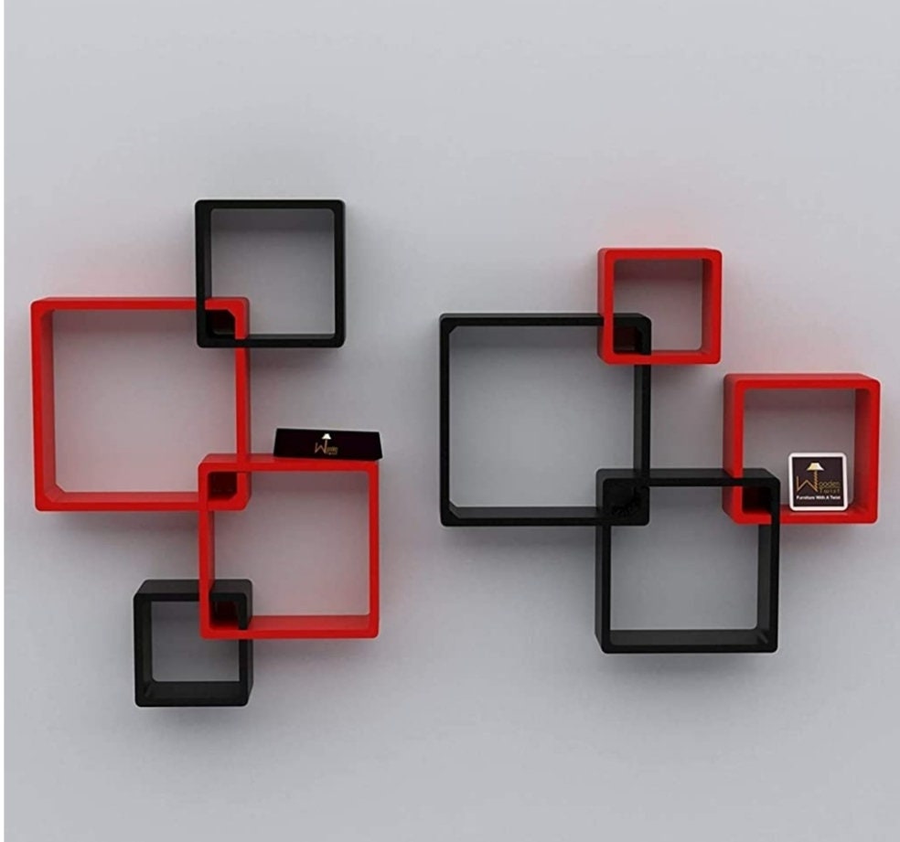 Modern Intersecting Wall Shelf/ Home Wall Decor Set of 8 Red - Etsy