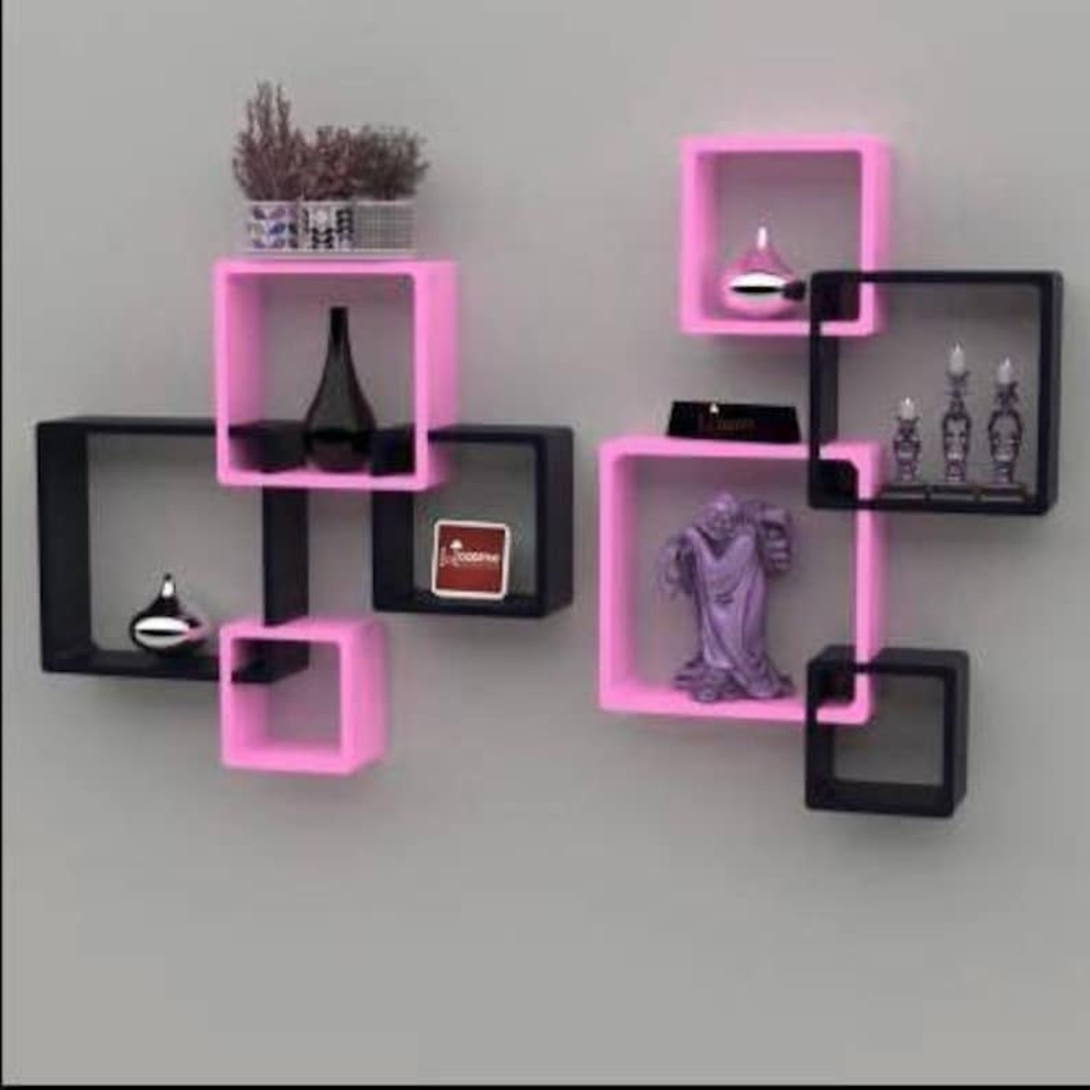 Modern Intersecting Wall Shelf/ Home Wall Decor Set of 8 Pink | Etsy