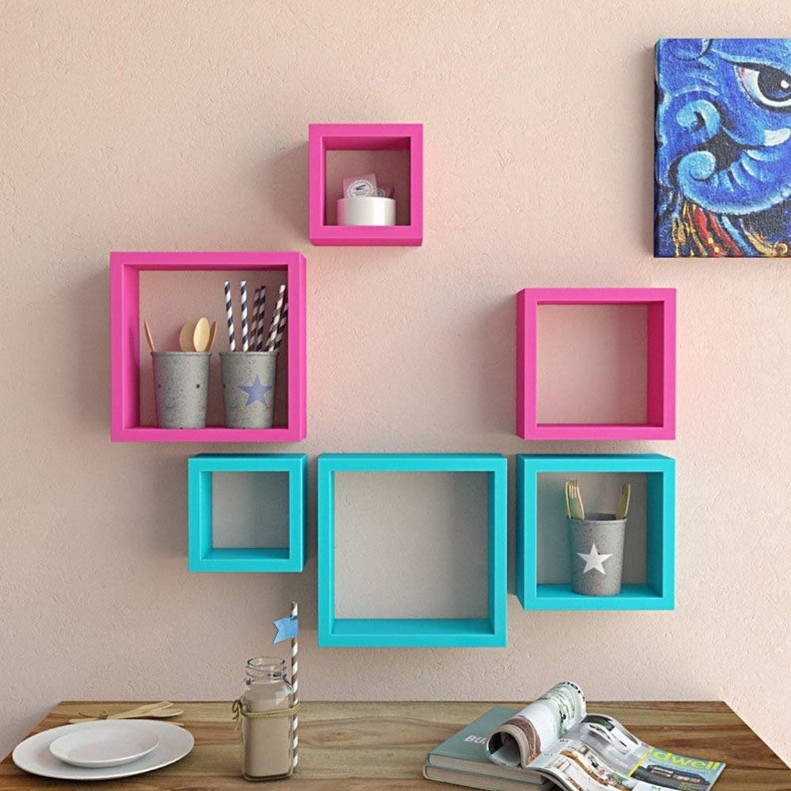 Wooden Square Walls Mounted Shelf Rack Decorative Wall Shelves - Etsy