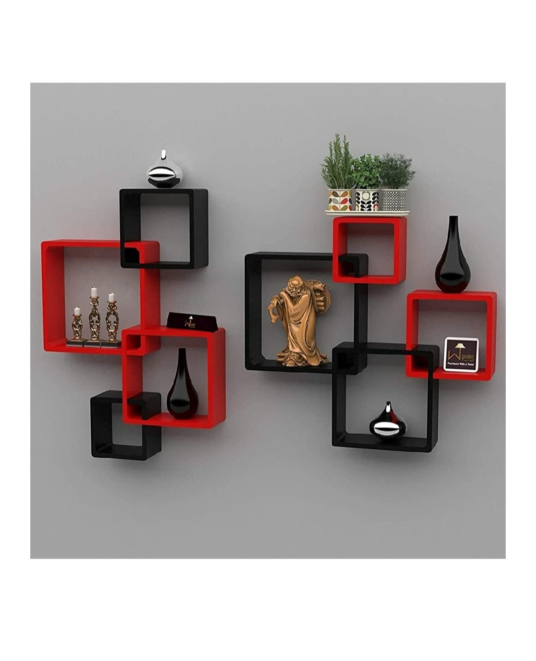 Modern Intersecting Wall Shelf/ Home Wall Decor Set of 8 Red - Etsy