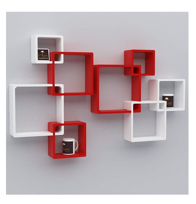 Modern Intersecting Wall Shelf/ Home Wall Decor Set of 8 White | Etsy