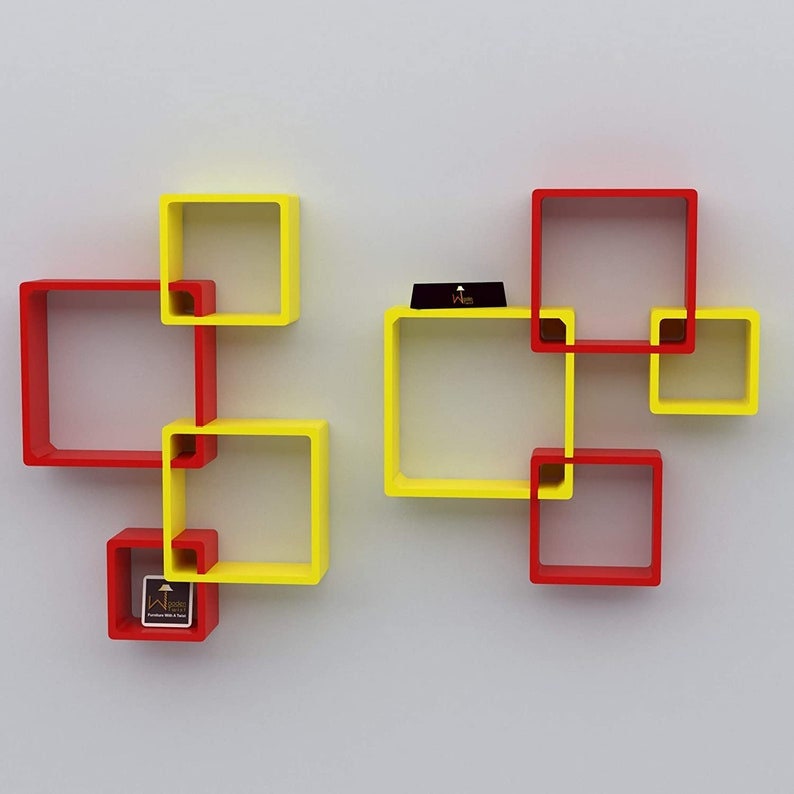 Modern Intersecting Wall Shelf/ Home Wall Decor Set of 8 Red - Etsy