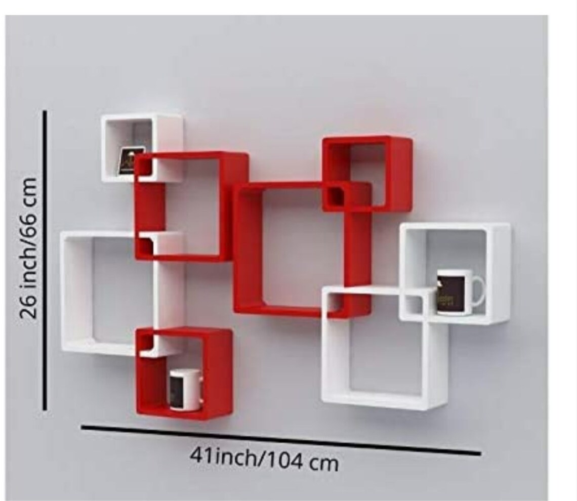 Modern Intersecting Wall Shelf/ Home Wall Decor Set of 8 Red - Etsy