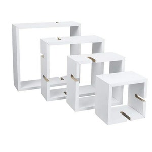 Modern Intersecting Wall Shelf/ Home Wall Decor Set of 4 in White Color ...