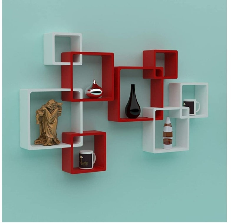 Modern Intersecting Wall Shelf/ Home Wall Decor Set of 8 Red - Etsy