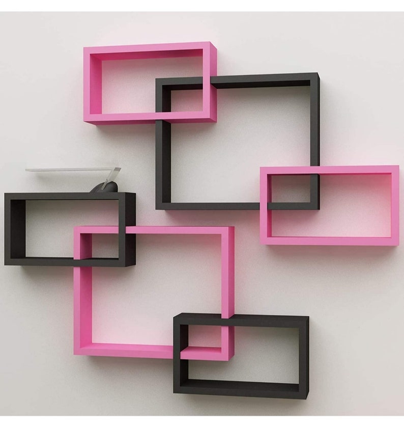 Modern Intersecting Wall Shelf/ Home Wall Decor Set of 6 pink - Etsy