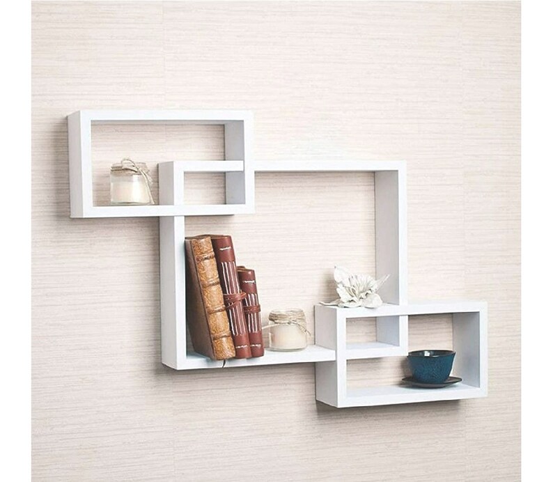Wooden Wall Shelf set of 3 Intersecting Wall Shelves/book - Etsy