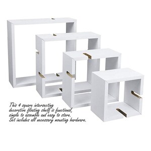 Modern Intersecting Wall Shelf/ Home Wall Decor Set of 4 in Red Color ...