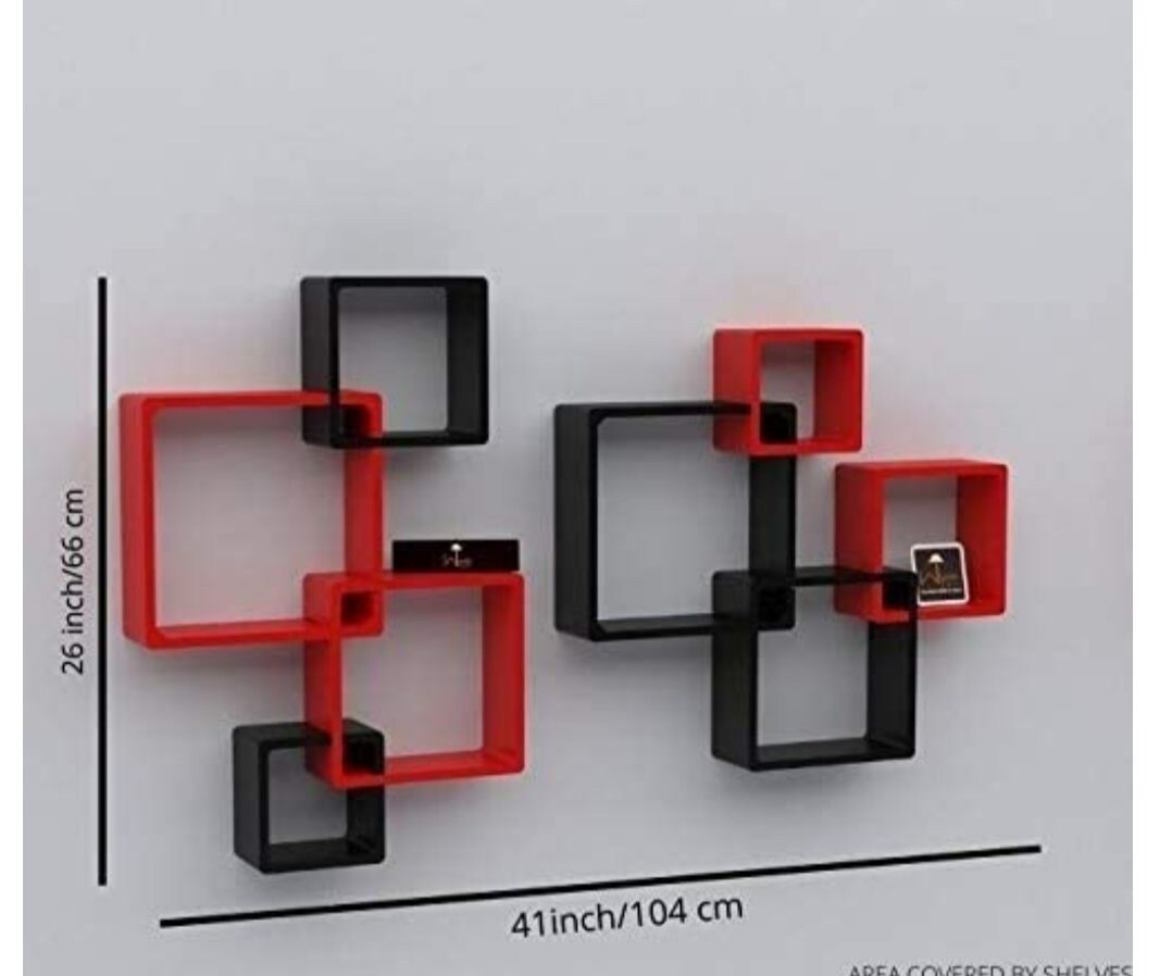 Modern Intersecting Wall Shelf/ Home Wall Decor Set of 8 Red - Etsy