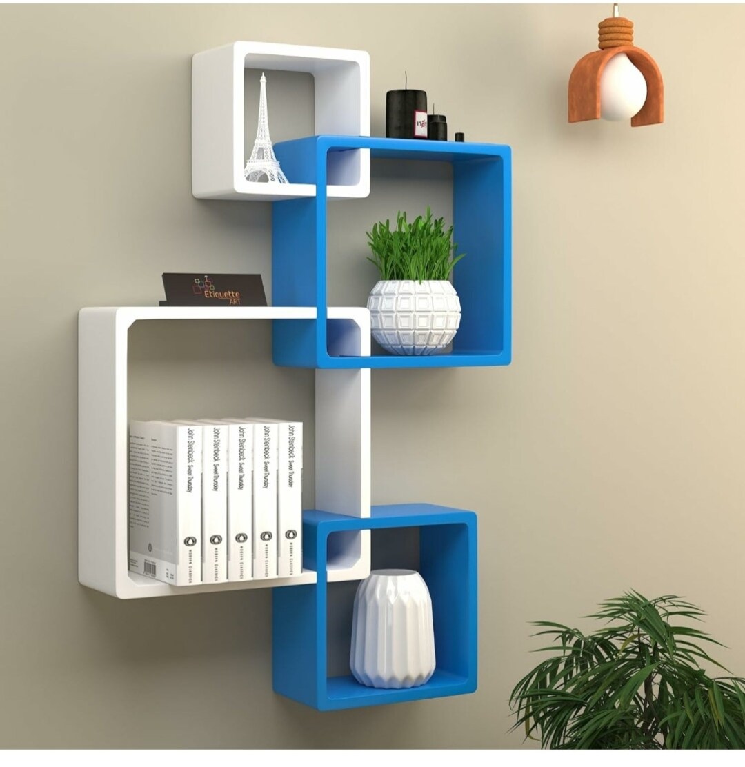 Modern Intersecting Wall Shelf/ Home Wall Decor Set of 4 Red - Etsy