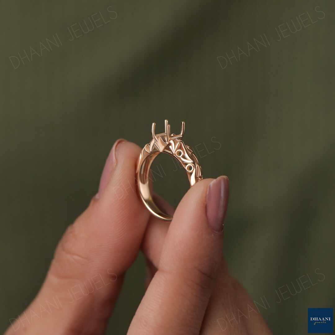 Princess Semi Mount Ring Blanks Ring Setting Vintage Style Engagement ...