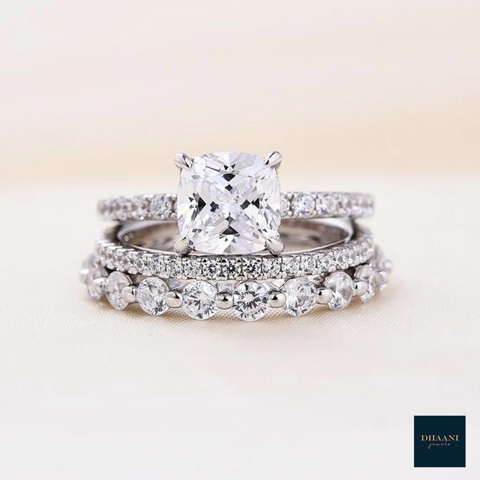 Moissanite Engagement Ring 3pcs Set Bridal Ring Set 2.02CT - Etsy