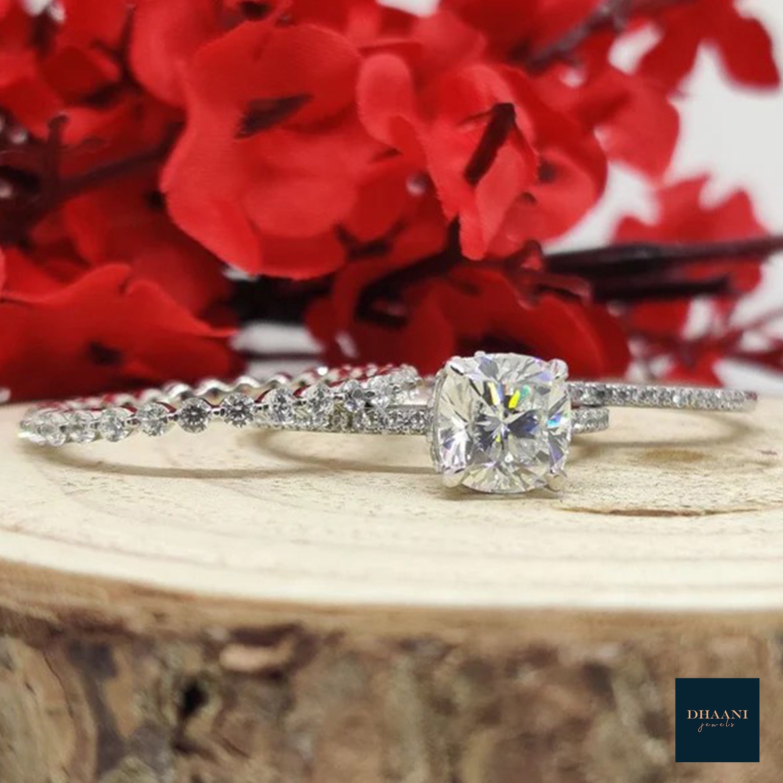 Moissanite Engagement Ring 3pcs Set Bridal Ring Set 2.02CT - Etsy
