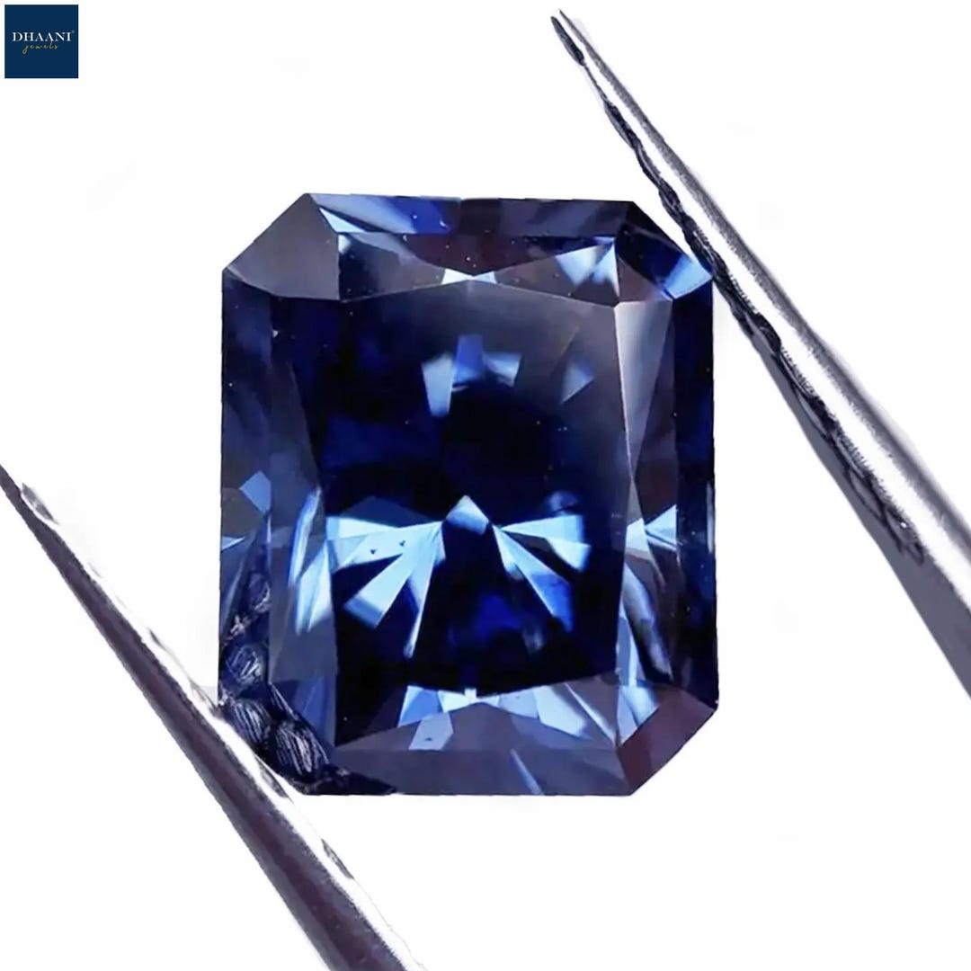 Royal Blue Color VVS1 Quality Radiant Cut Loose Moissanite, Handmade ...