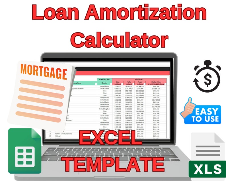 Loan Amortization Calculator Excel Template, Amortization Schedule File ...